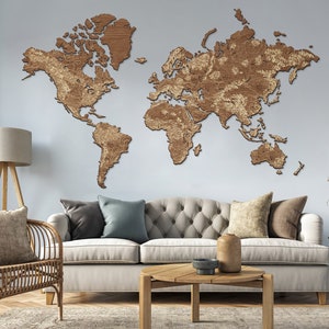 Extra Large Wood World Map, Handmade Wooden Map of the World, Wall Map ...