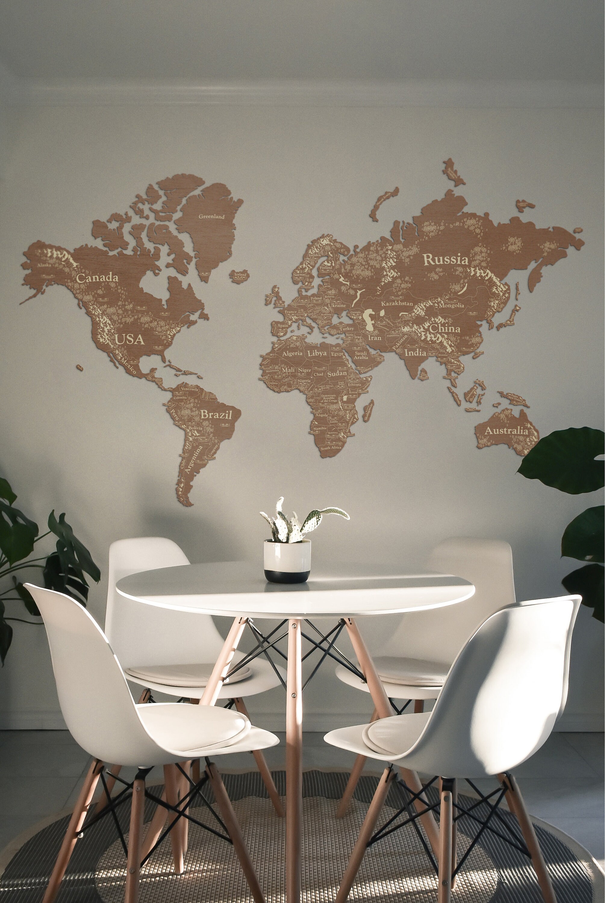 Extra Large Wooden World Map With Borders Countries Capitals | Etsy