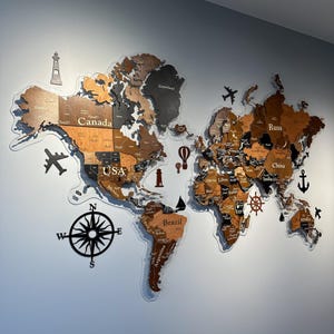 Led 3D Wall Map Art, Led Wall Art, Apartment Decor, World Map With LED ...