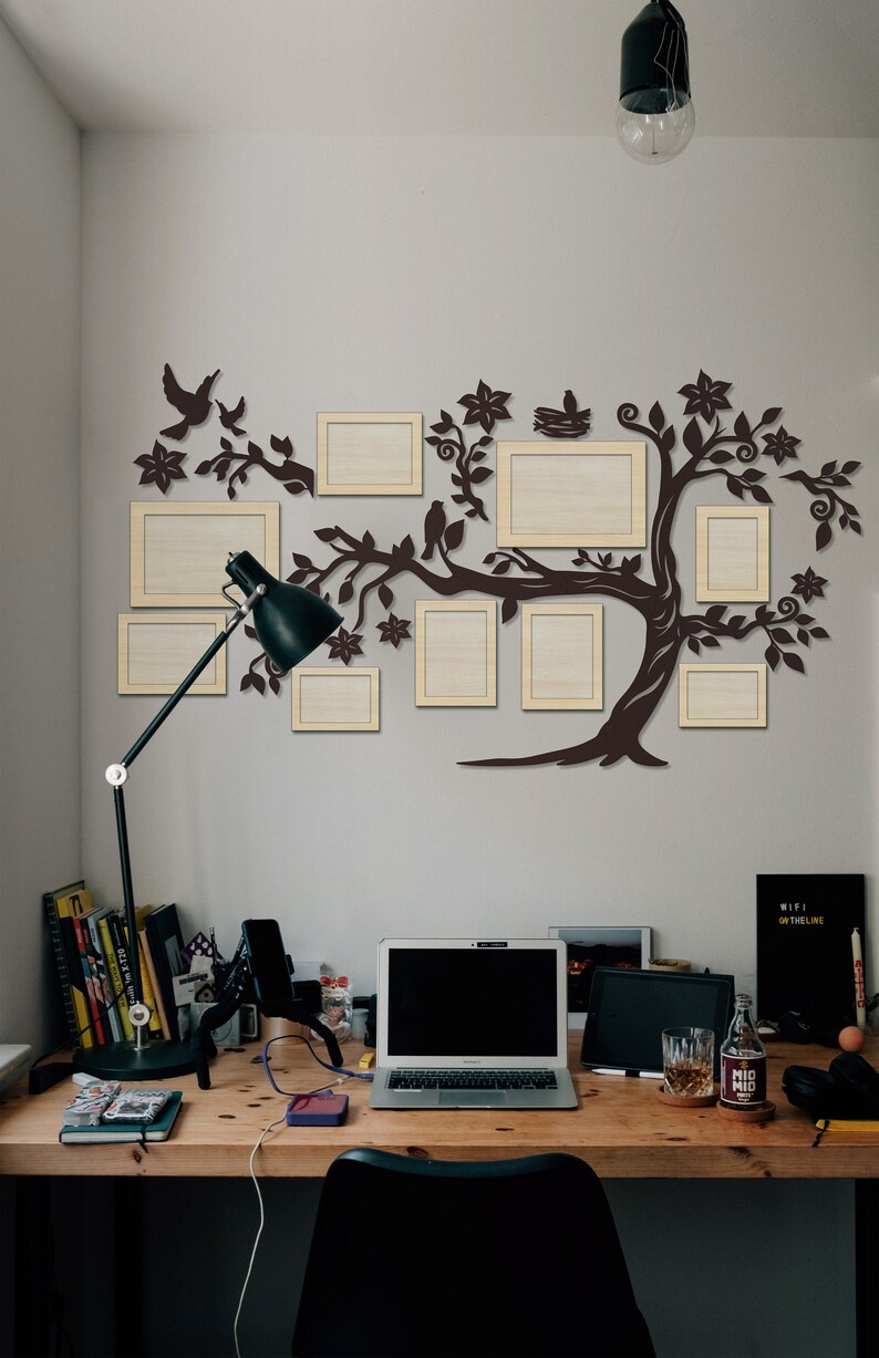 Large Family Tree With Photo Frames Wall Decorations for | Etsy