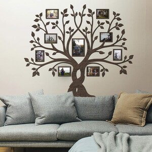 Wood Family Tree Wall Sticker, Family Photo Frames Collage, Wedding ...