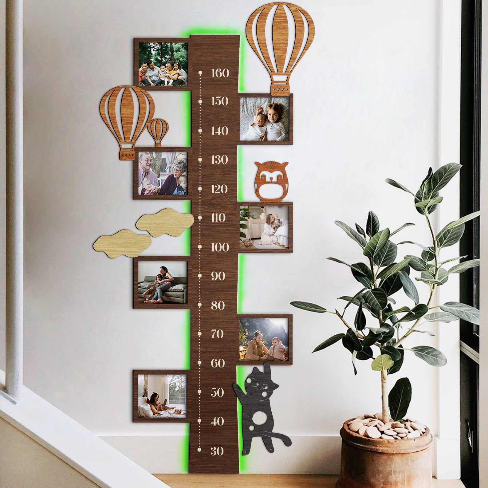 Growth Ruler With Photo Frames and Led Backlit Girls Nursery - Etsy