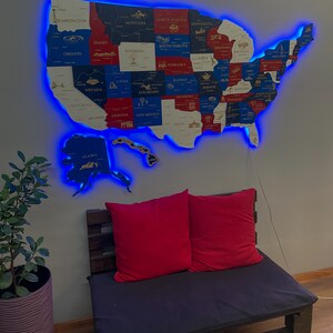 3D LED Map of United States Rgb Led Backlit US Map Wooden - Etsy