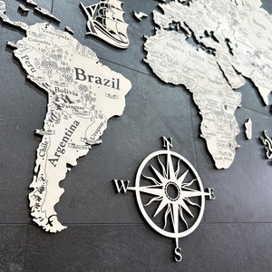 Wooden World Map Wall Art, Extra Large World Map With Borders ...