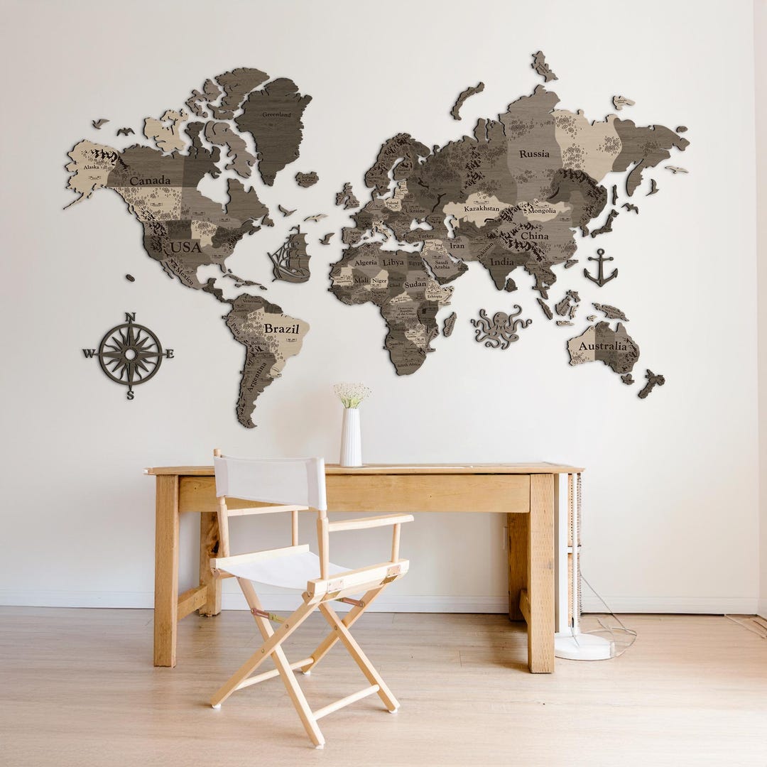 Wooden World Map Travel Map, World Map Board, World Map Push Pin Wall ...