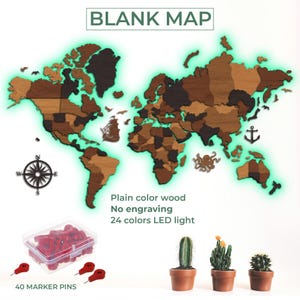 3D LED RGB Map of the World, Neon Map Wall, 3D Wooden World Map ...