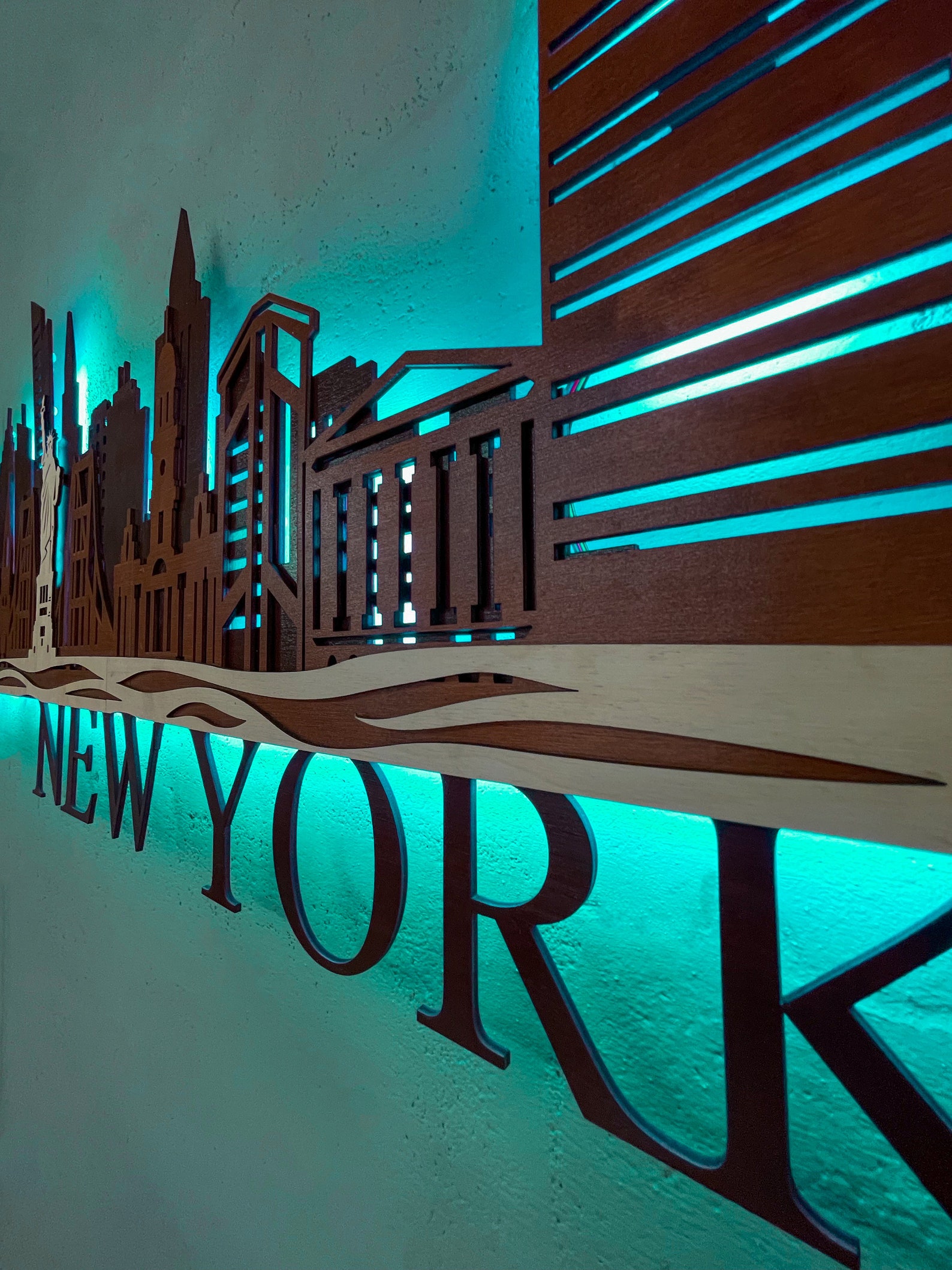 3D Led Rgb Wall Decor New York, Led Light Wall Sign, USA Capital City ...