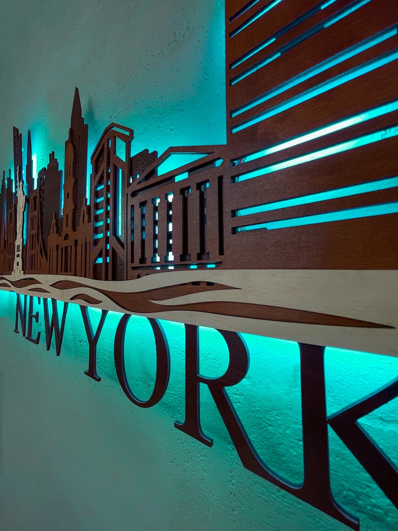3D Led Rgb Wall Decor New York Led Light Wall Sign USA - Etsy