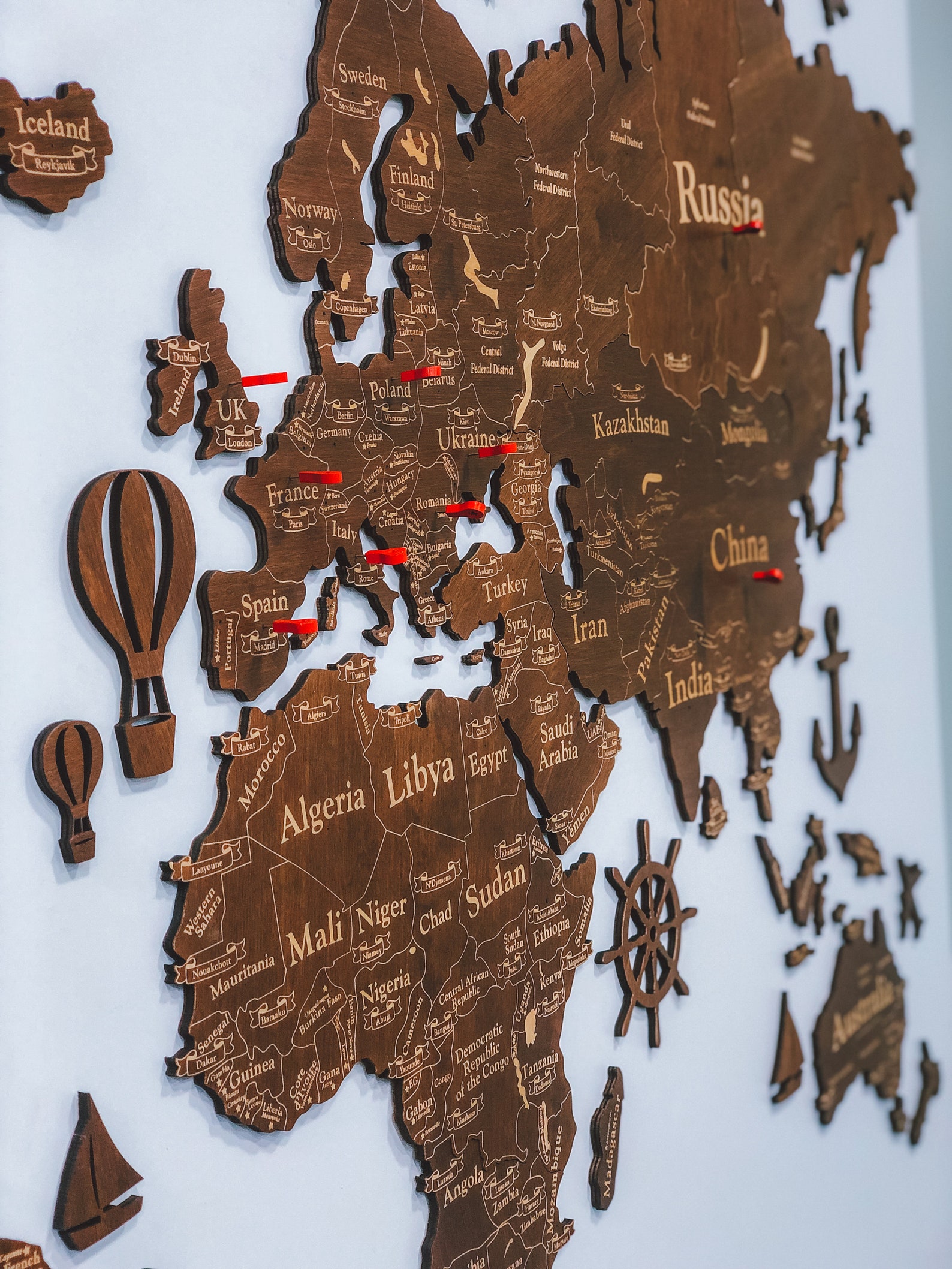 Extra Large Wooden World Map Office Map of the World World - Etsy