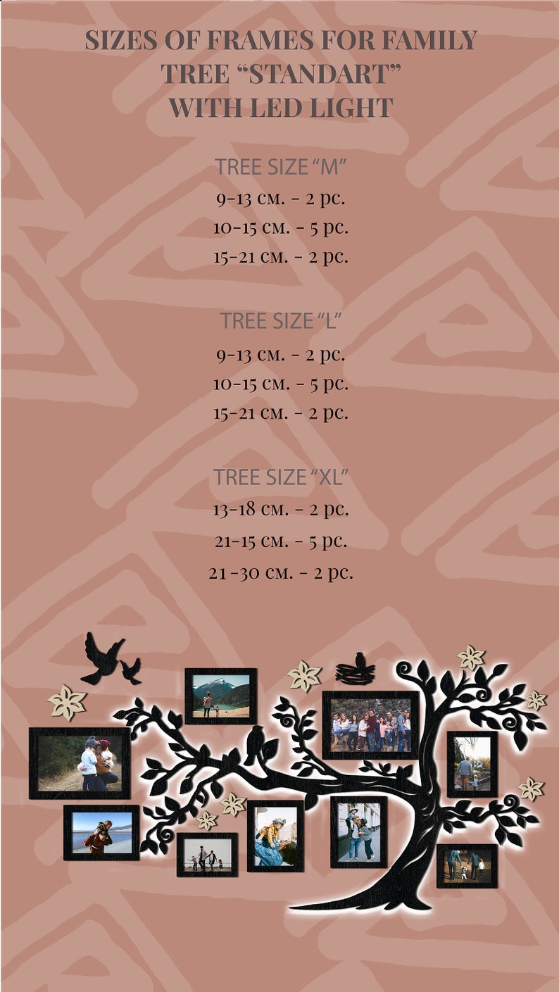 Led Family Tree With Wooden Photo Frames Wall Light Decor - Etsy Australia