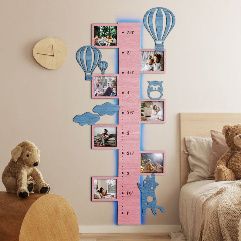 Led Growth Ruler With Photo Frames Girls Nursery Wall Art - Etsy