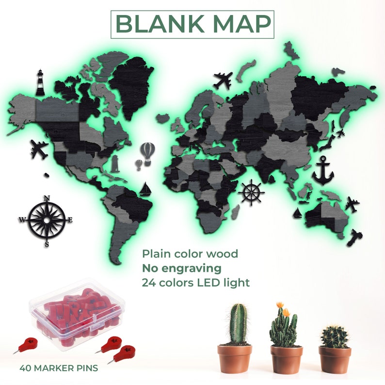 3D Map of the World With LED Lighting 3D Wood Family Travel - Etsy Canada