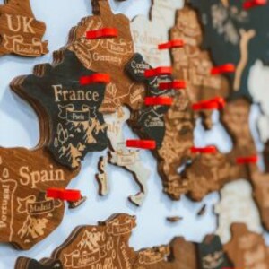 Extra Large Wooden Push Pin Map in Walnut and Wenge, Rustic Farmhouse ...