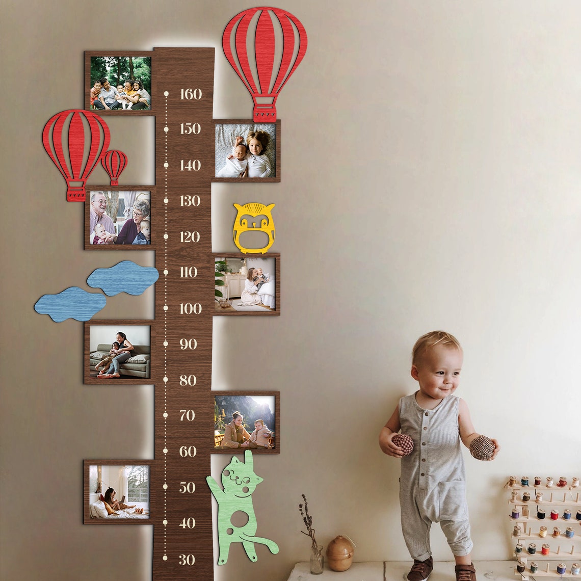 Led Growth Ruler With Photo Frames Girls Nursery Wall Art - Etsy