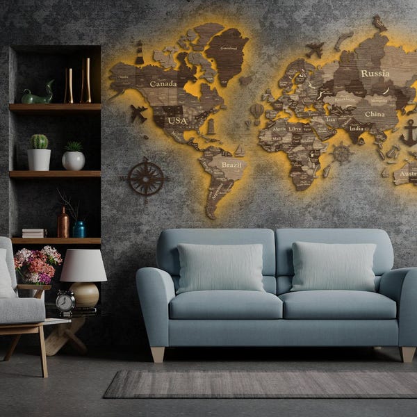 Led World Map - Etsy