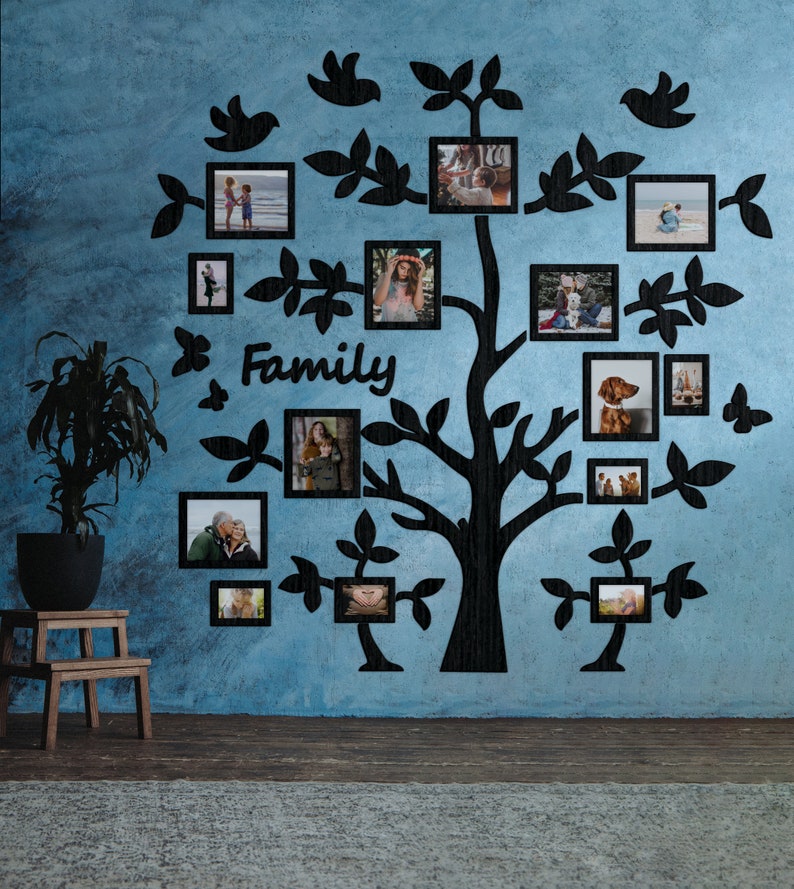 Personalised Family Tree Charts Family Photos In Wood Frames | Etsy