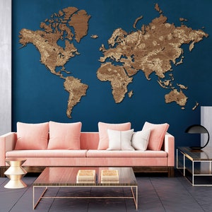 Extra Large Wood World Map, Handmade Wooden Map of the World, Wall Map ...