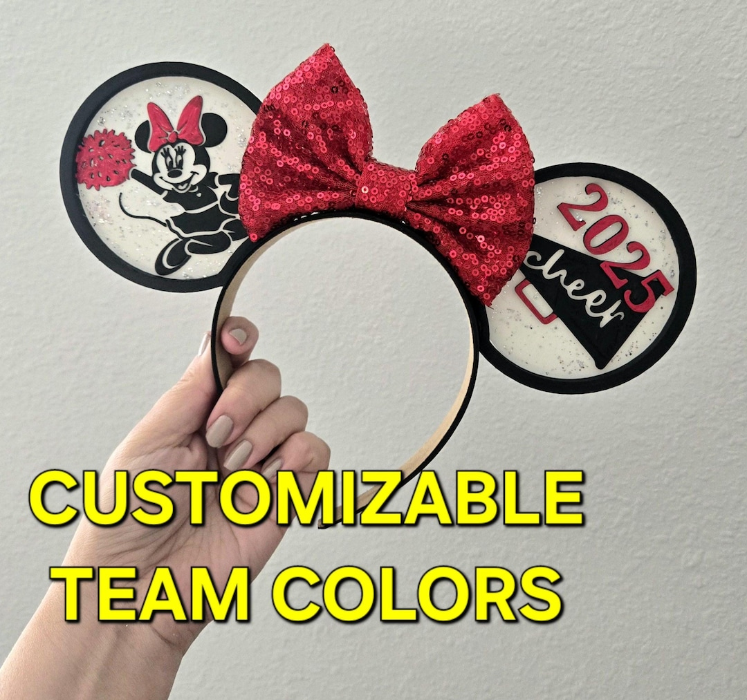 CHEER Minnie 2025 Custom Team Color Mouse Ears, 3D Printed Cheerleading ...