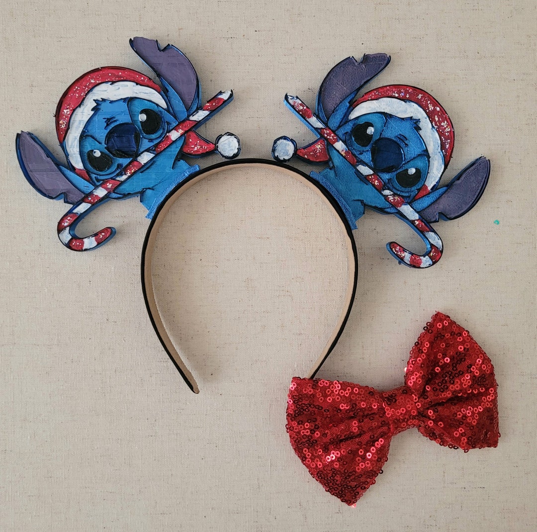 Holiday Stitch Ears, 3D Printed Christmas Stitch Ears W/candy Cane - Etsy