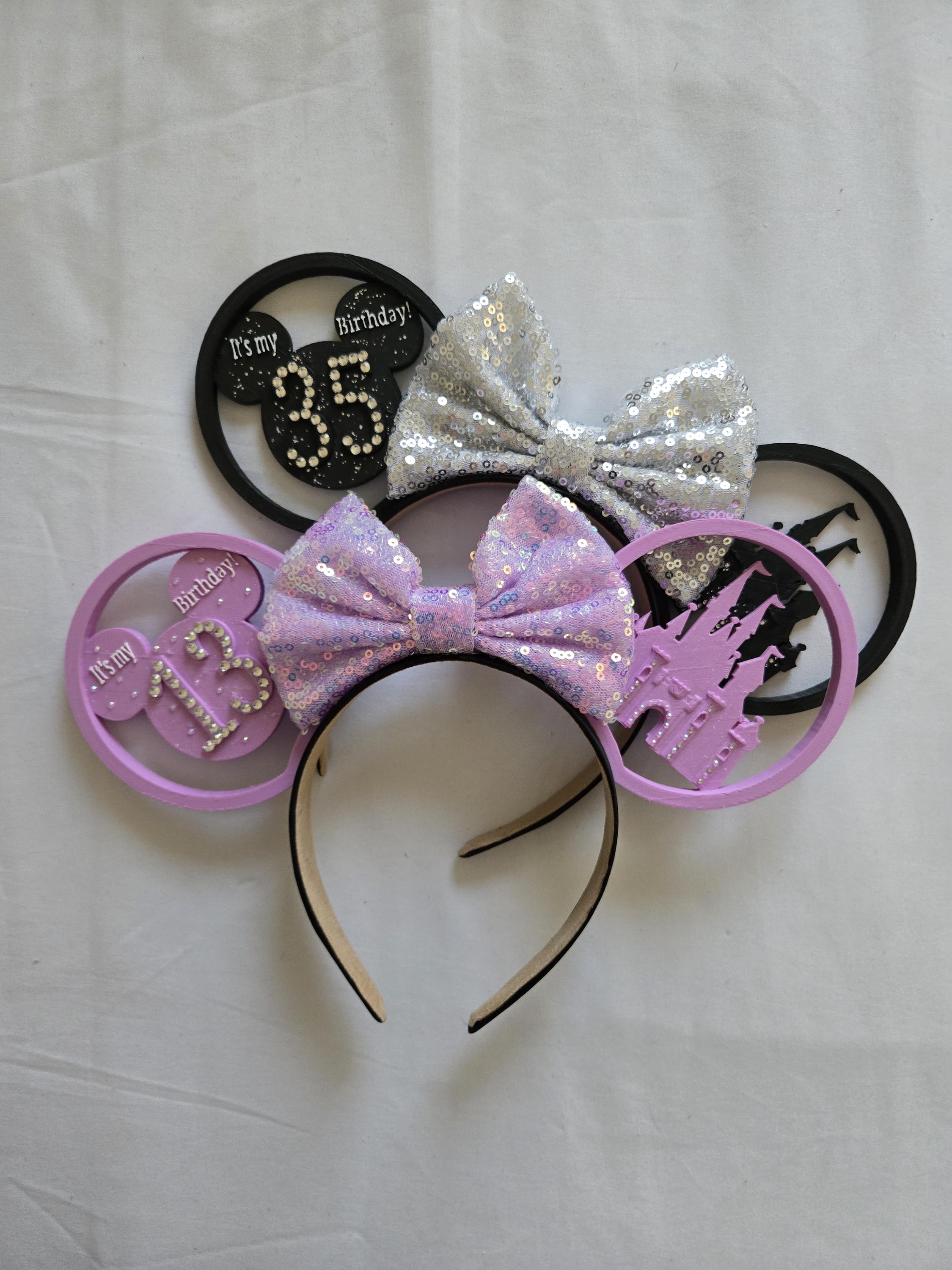 Custom Age "it's My Birthday" Mouse Ears: 3D Printed Castle Celebration ...