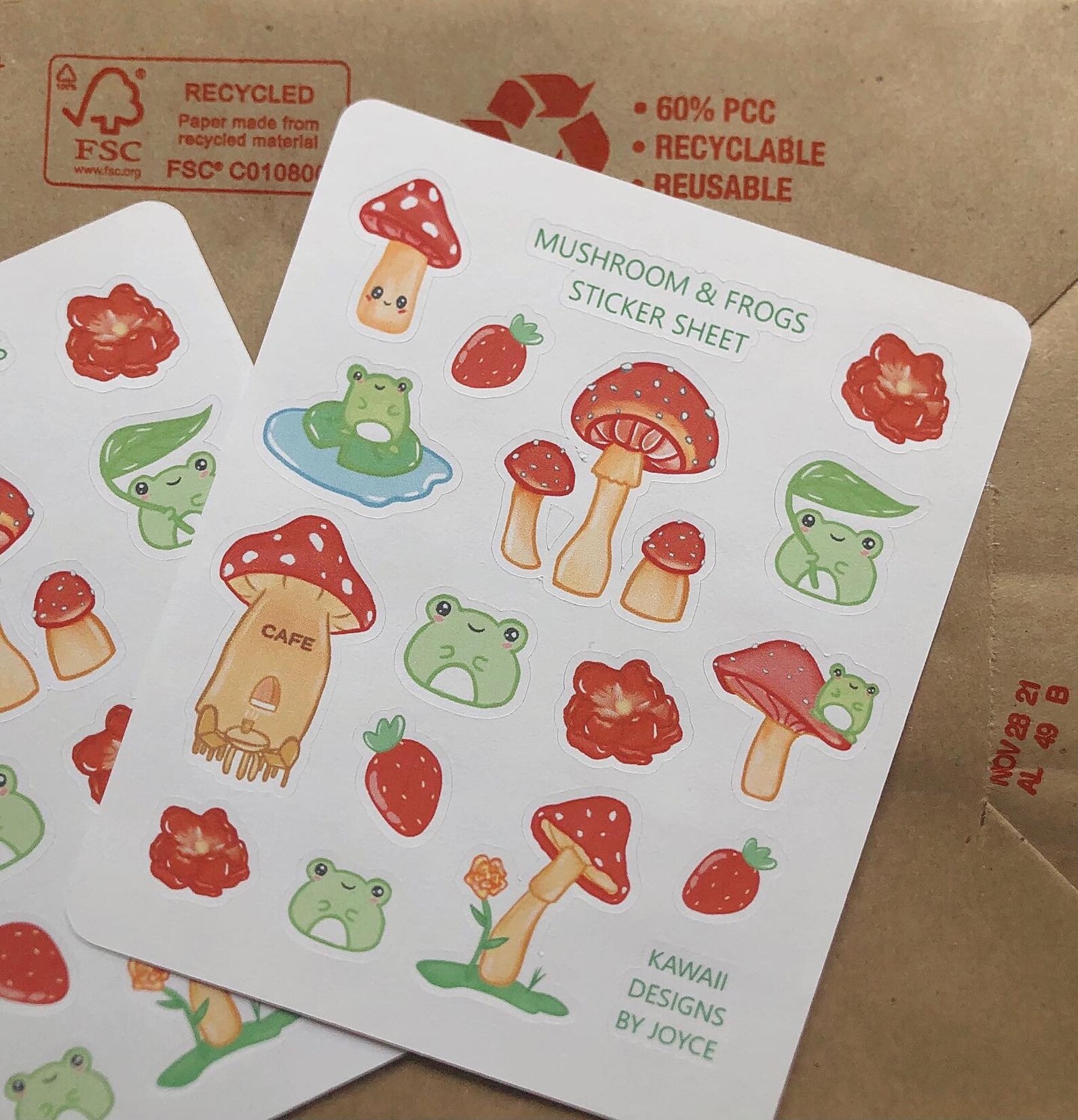 Cottage Core Mushroom & Frogs Sticker Sheet Water Bottle - Etsy