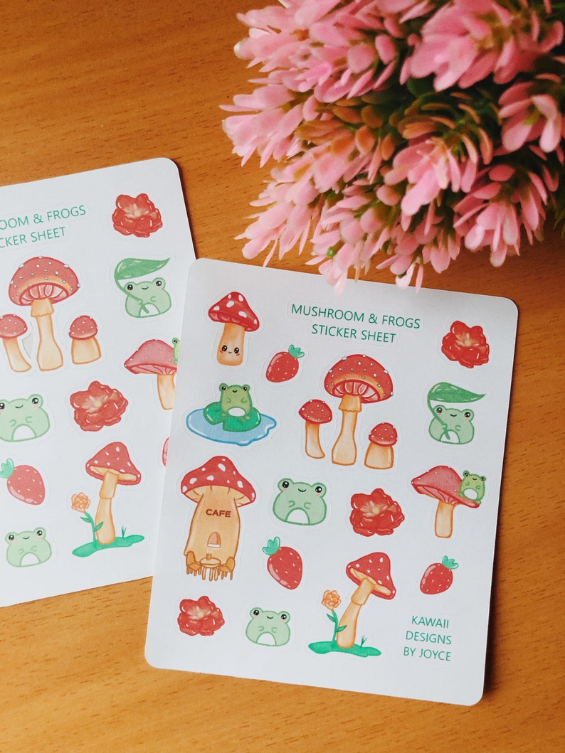 Cottage Core Mushroom & Frogs Sticker Sheet Water Bottle - Etsy