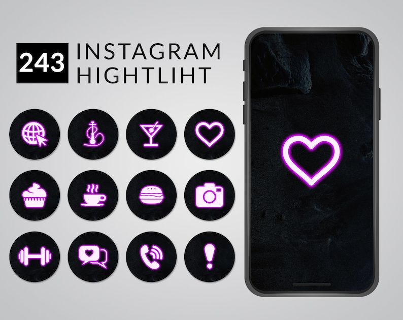 Neon instagram highlight covers - wordsnery