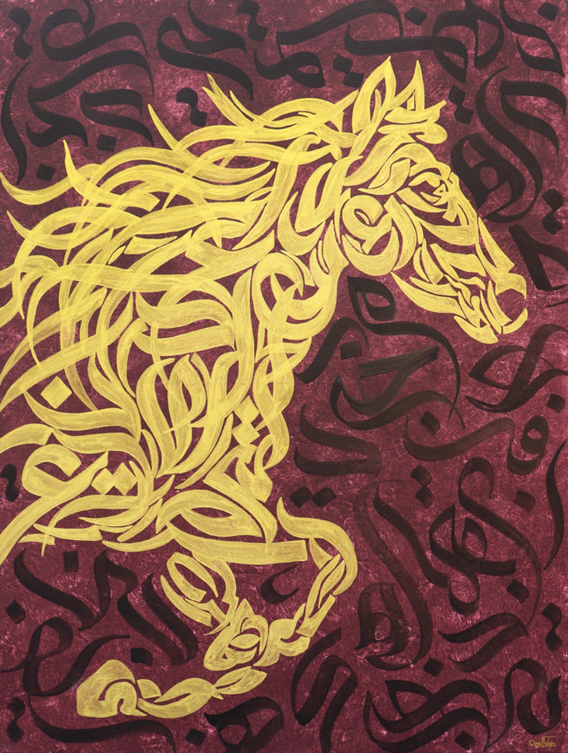 Arabic Calligraphy Horse Horse Islam Calligraphy Art Horse - Etsy