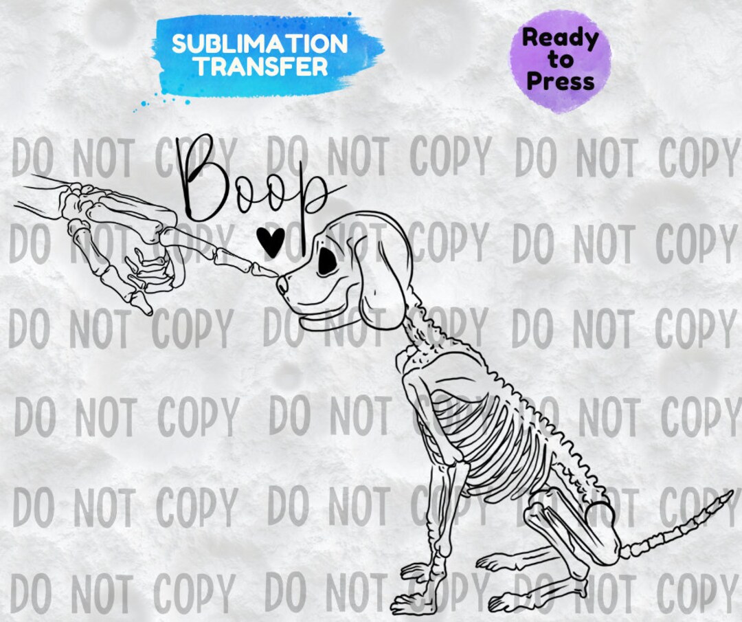 Boop Skeleton Dog With Skeleton Hand, Sublimation Transfer - Etsy