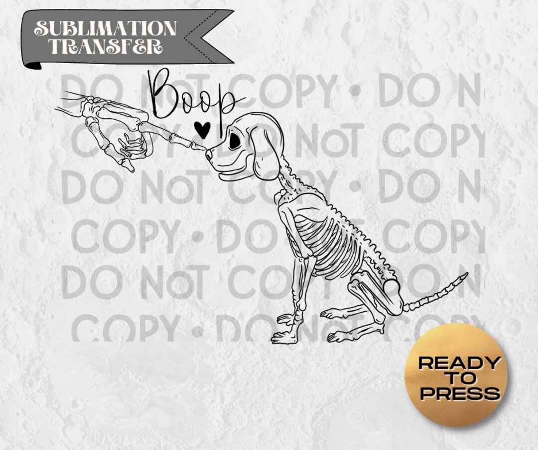 Boop Skeleton Dog With Skeleton Hand, Sublimation Transfer - Etsy