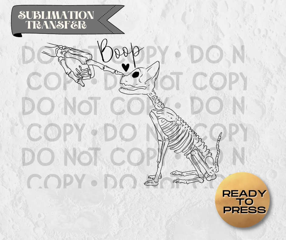 Boop Cat Skeleton With Skeleton Hand, Sublimation Transfer Ready to ...