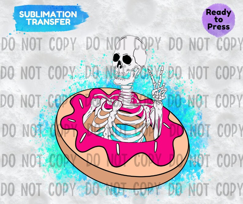 Sublimation Transfer, Skeleton Donut Float, Color - Etsy