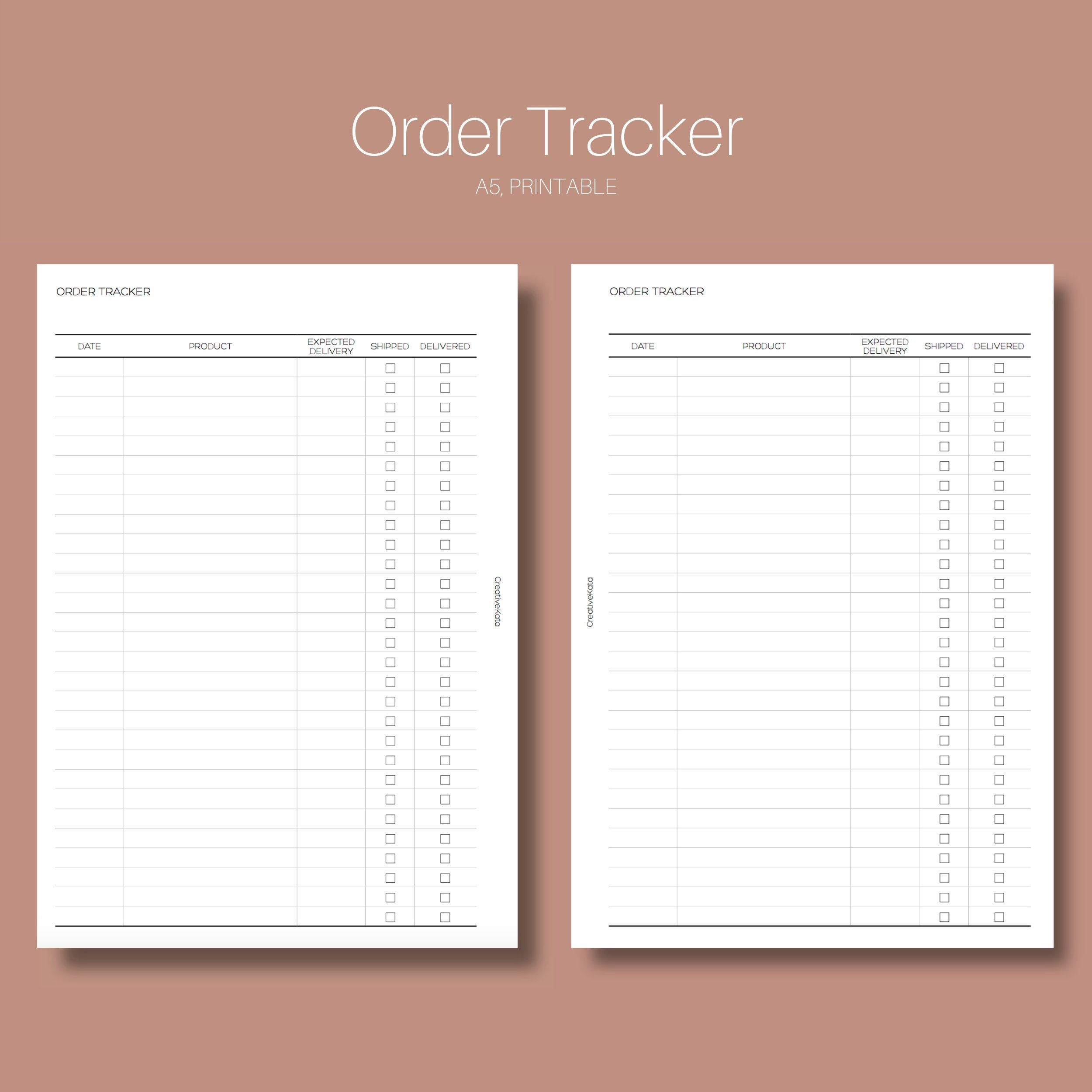Order Tracker, Minimal Printable Inserts, Instand Download, A5 Size - Etsy