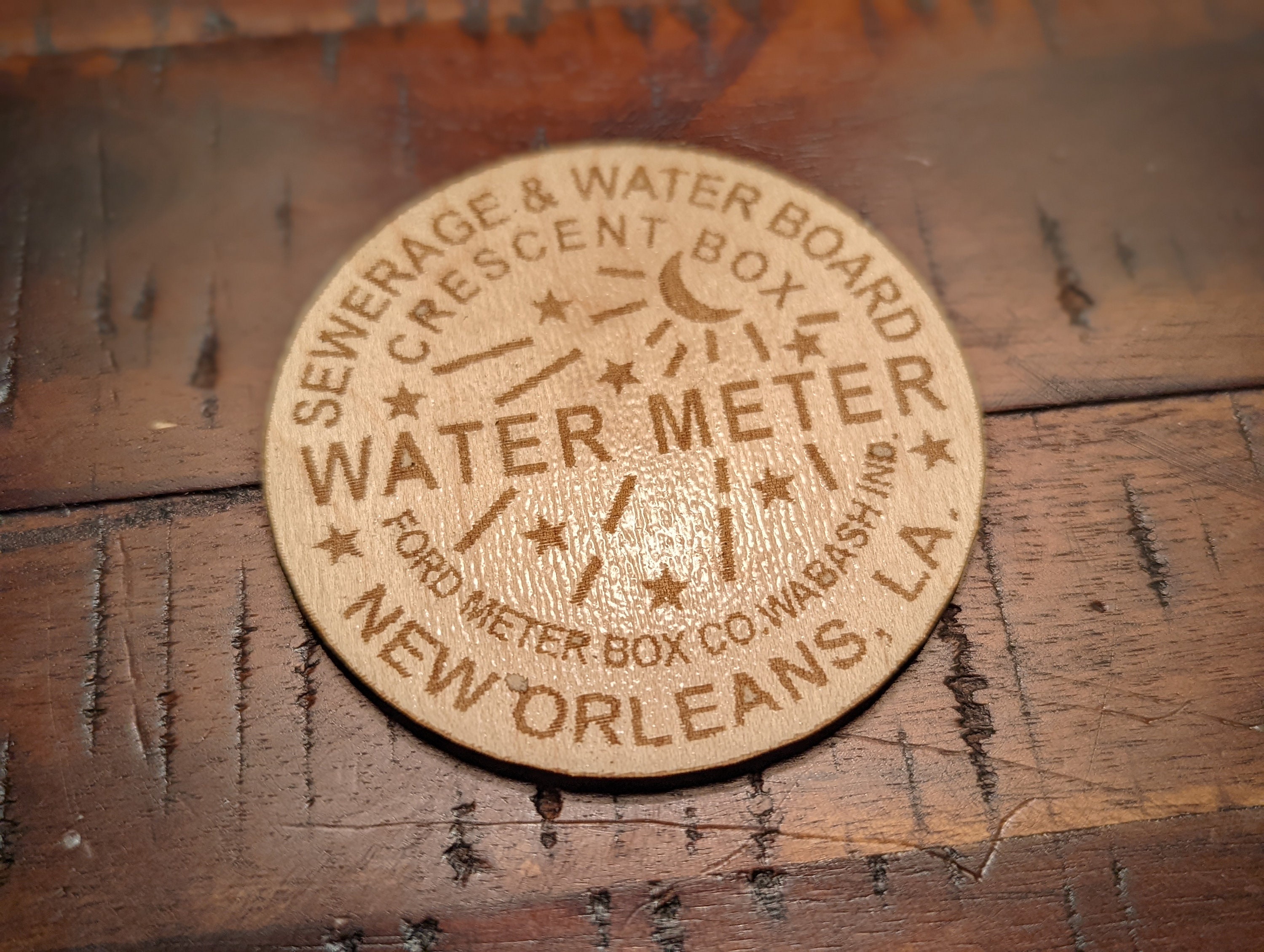 New Orleans Water Meter Sewer Cover Wood Magnet or Pin / NOLA / the ...