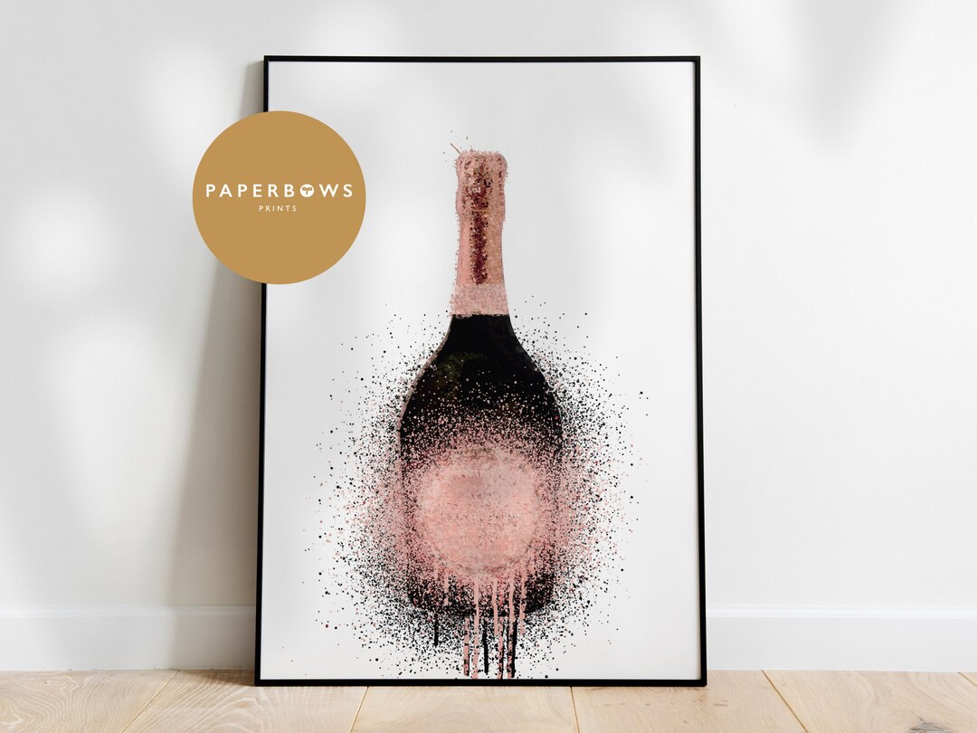 Champagne Bottle Print | Wall Art Print | A5, A4 & A3 | Kitchen Prints ...