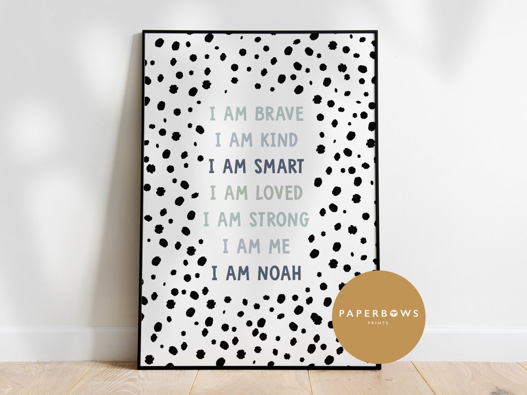Positive Affirmation Print: Spotty Blue Kids Decor - Etsy