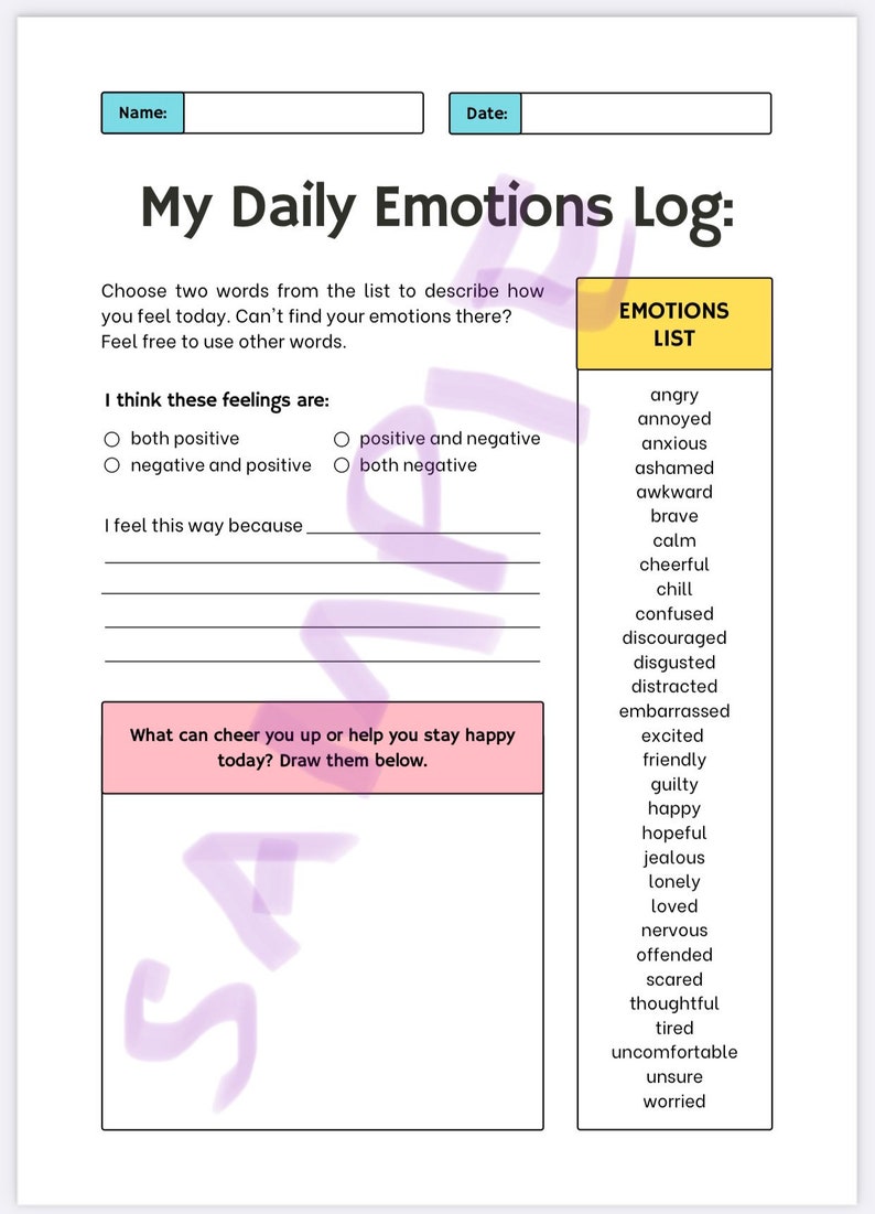 Printable Emotions Journal Daily Use - Etsy