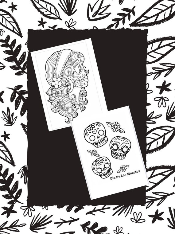 Day of the Dead Coloring Sheets | Etsy