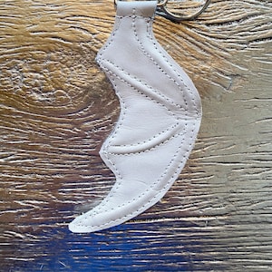 White Bat Wing - Leather Bag Charm Key Holder - Etsy
