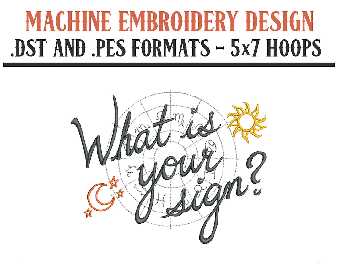Zodiac Chart What is Your Sign? - Machine Embroidery Design - Digital ...