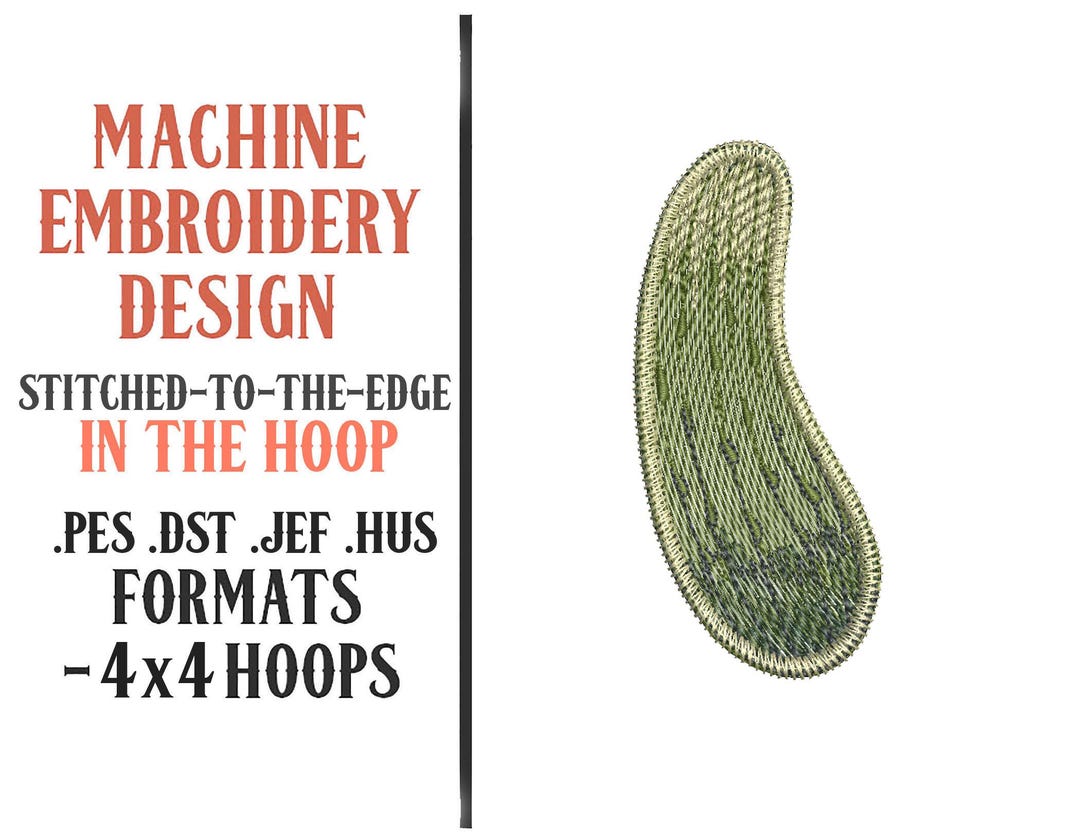 Stitched-to-the-edge in the Hoop Pickle - Machine Embroidery Design ...