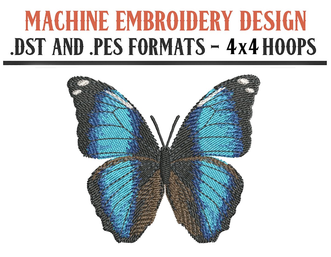 Striped Blue Morpho Butterfly - Machine Embroidery Design - Digital ...