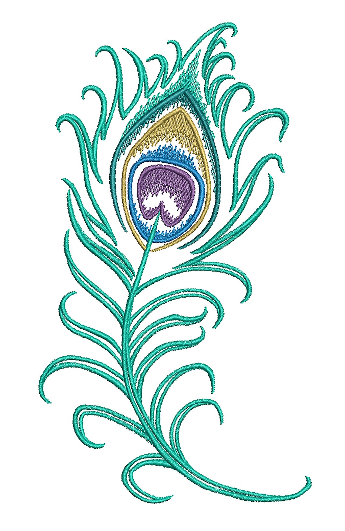 Peacock Feather - Machine Embroidery Design - Digital Download - 5x7 ...