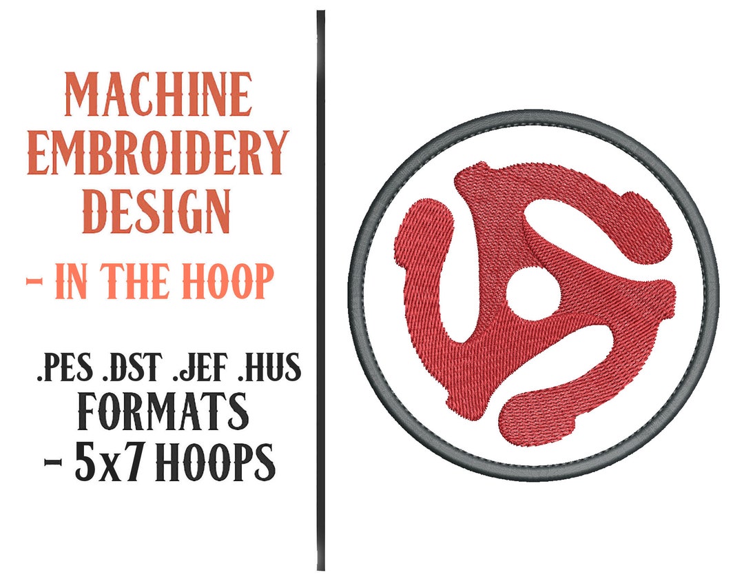 In the Hoop Patch 45 RPM Record Adapter - Machine Embroidery Design ...