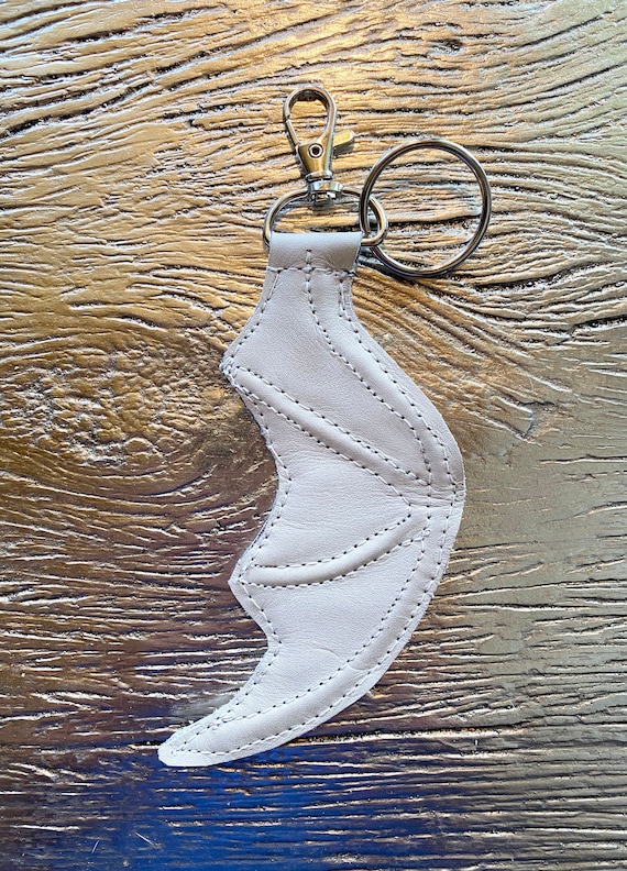 White Bat Wing Leather Bag Charm Key Holder - Etsy