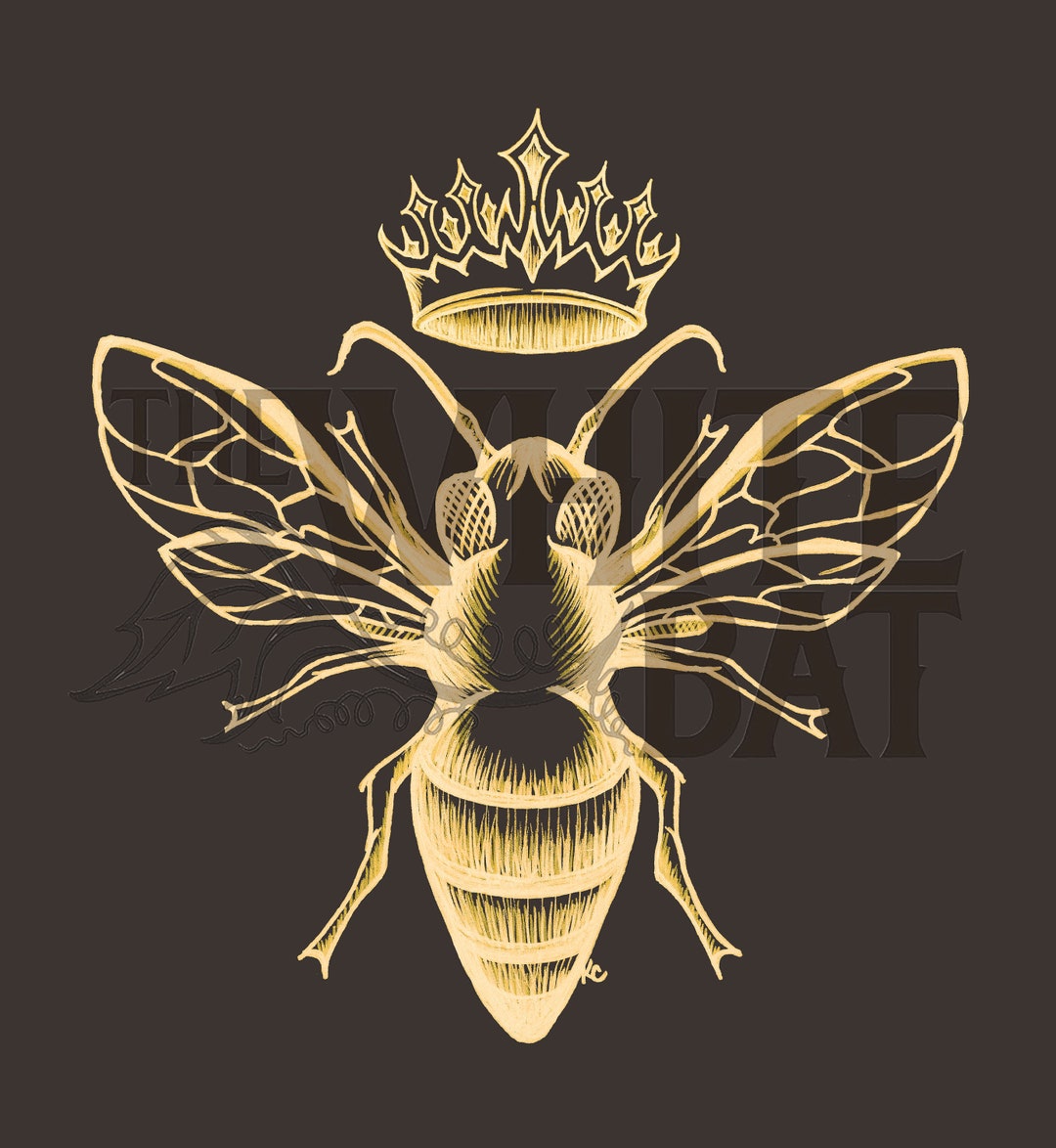 Golden Honey Bee and Crown - Digital Art (downloadable Image File - 800 ...