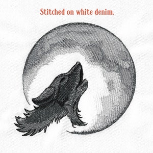 Howling Wolf and Full Moon - Machine Embroidery Design - Digital ...