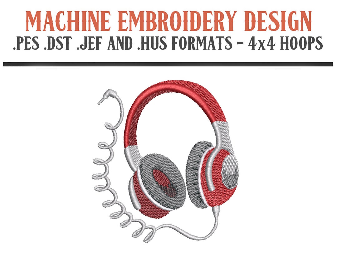 Headphones - Machine Embroidery Design - Digital Download - 4x4 Hoops ...