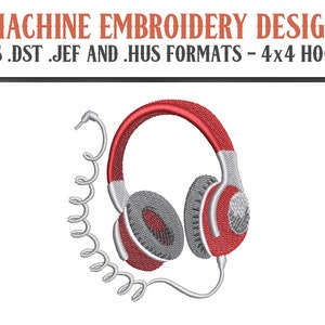 Headphones - Machine Embroidery Design - Digital Download - 4x4 Hoops ...