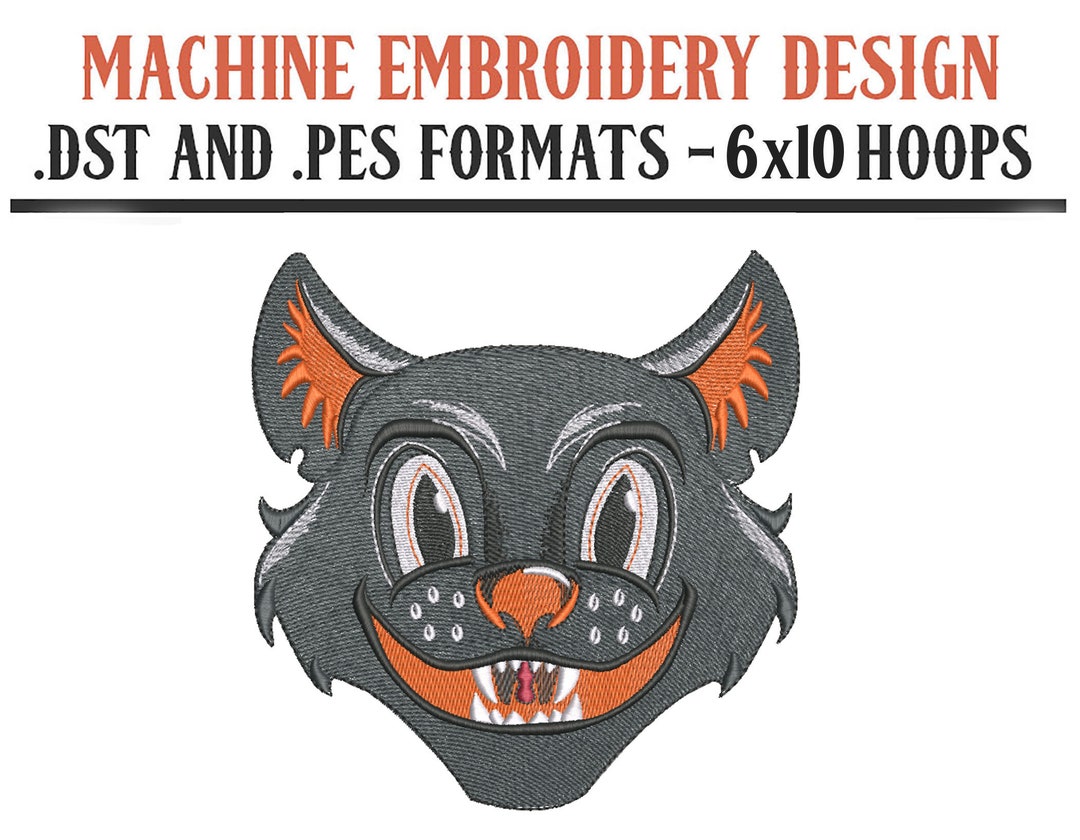 Vintage Halloween Cat - Machine Embroidery Design - Digital Download ...